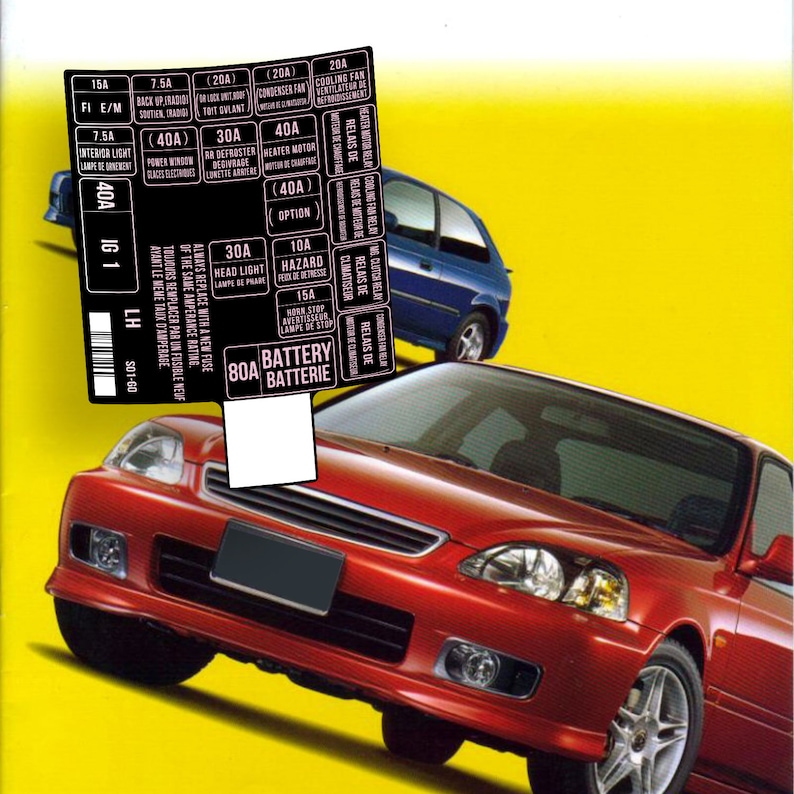 Honda Civic Ek4 Fuse Box Sticker Restoration - Etsy