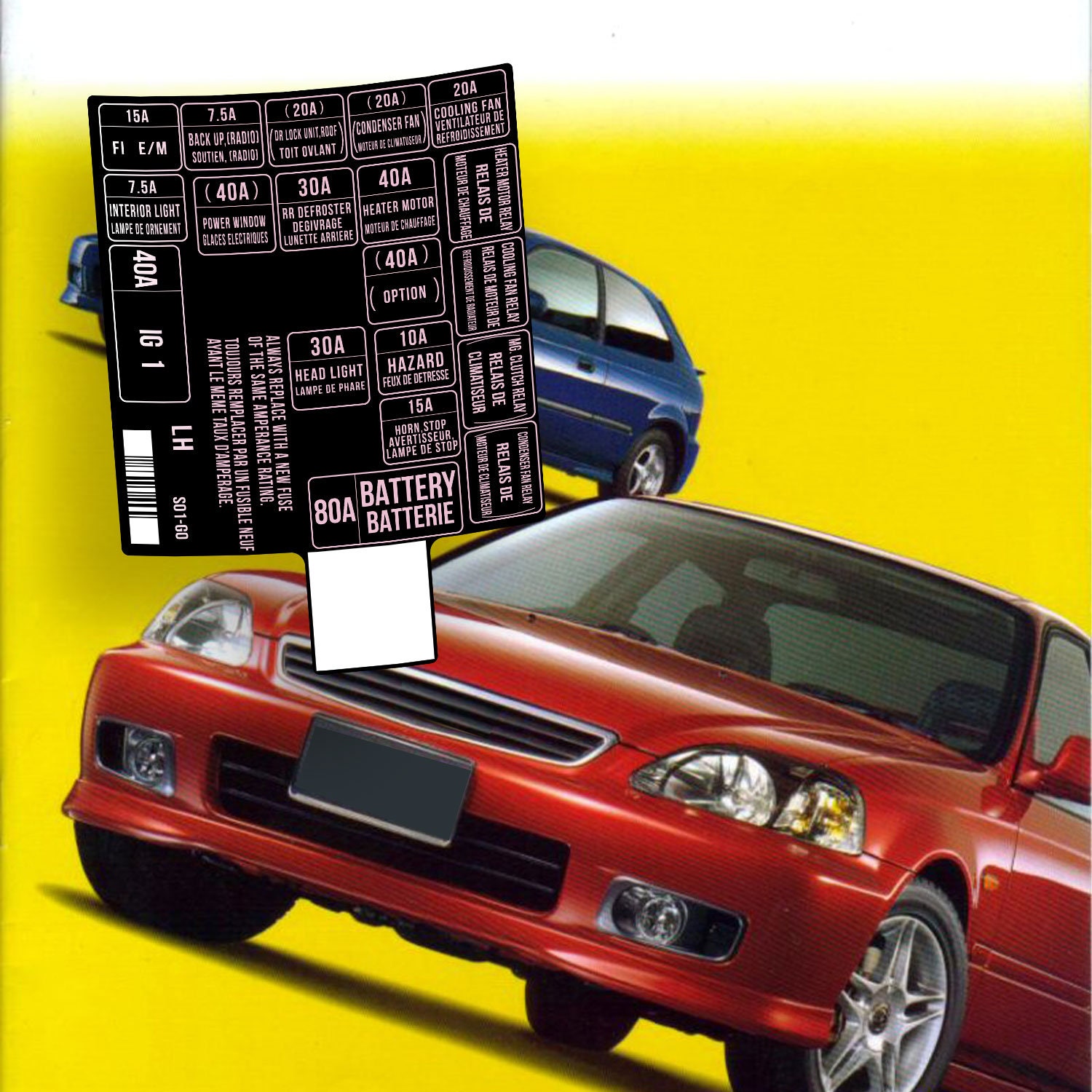 Honda Civic Ek4 Fuse Box Sticker Restoration - Etsy