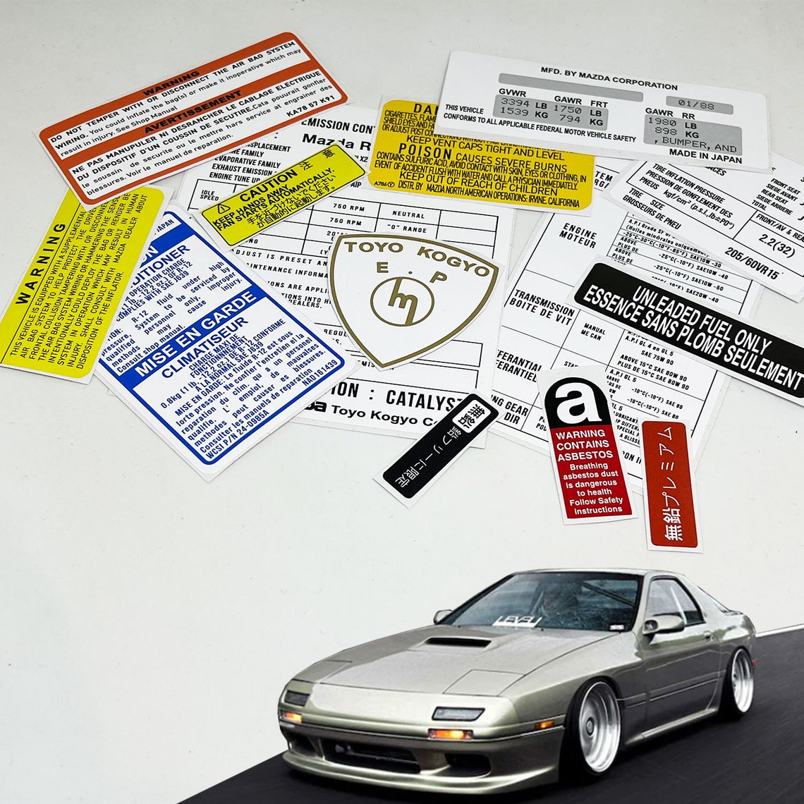 Mazda Rx7 FC Wankel Restoration Warning Caution Underbonnet Engine Bay ...