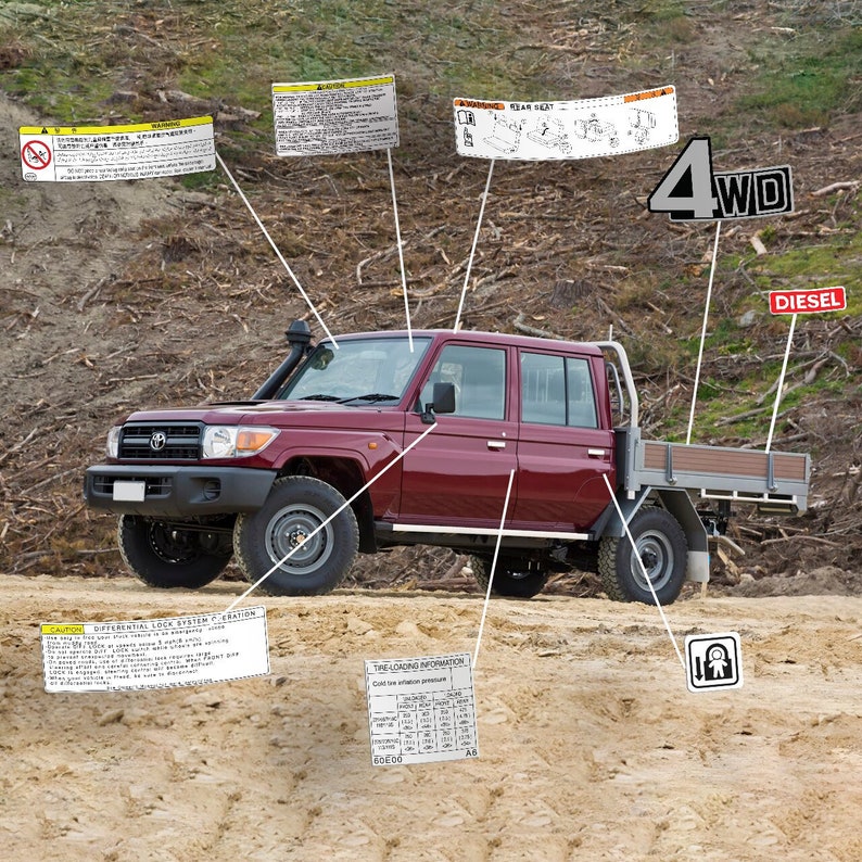 Toyota Land Cruiser 4X4 VDJ79 LC79 Restoration Warning Caution ...