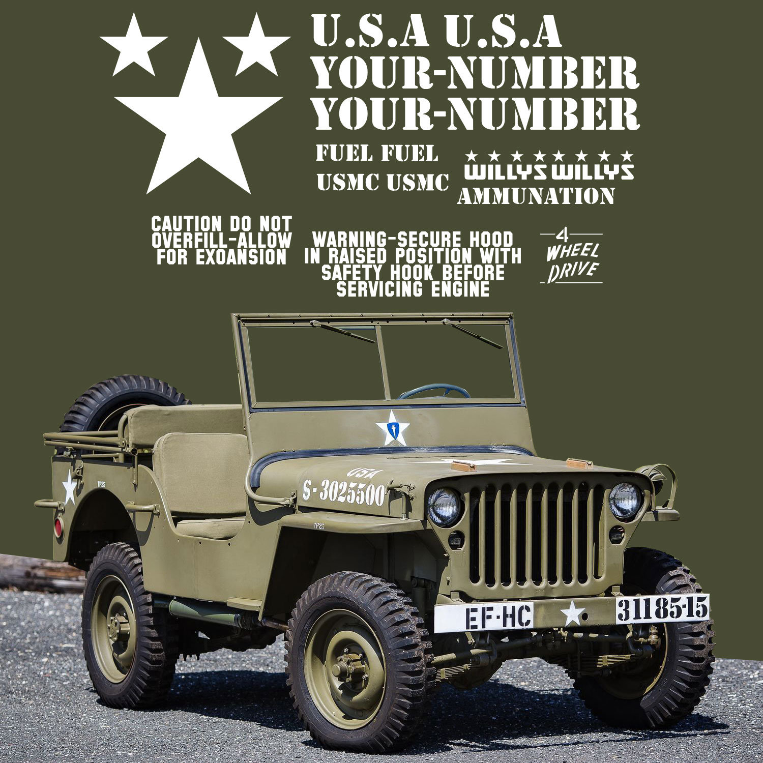 Willys Cj5 Kaiser Army Usa Ww2 Sticker Customizable Set - Etsy