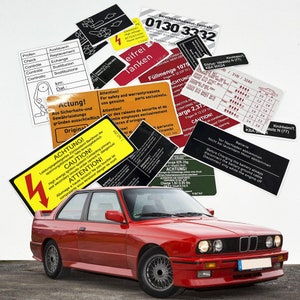 BMW E30 Restoration Warning Caution Underbonnet Engine Bay Stickers ...