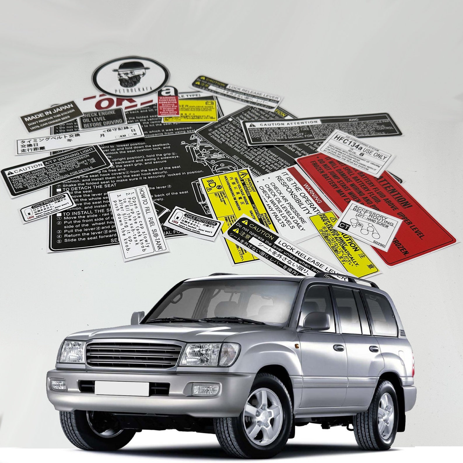 Toyota Land Cruiser Vx100 Underbonnet Car Restoration Warning Stickers ...