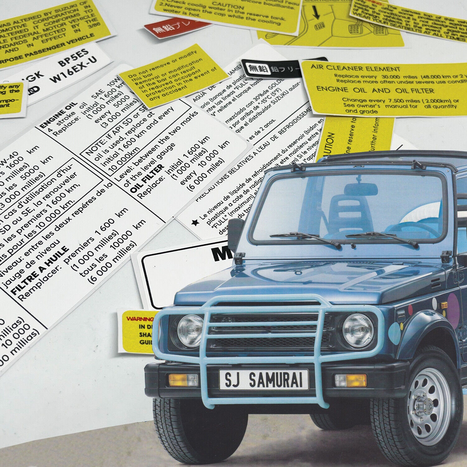 Suzuki Samurai SJ 410 430 Urestoration Warning Caution Underbonnet ...