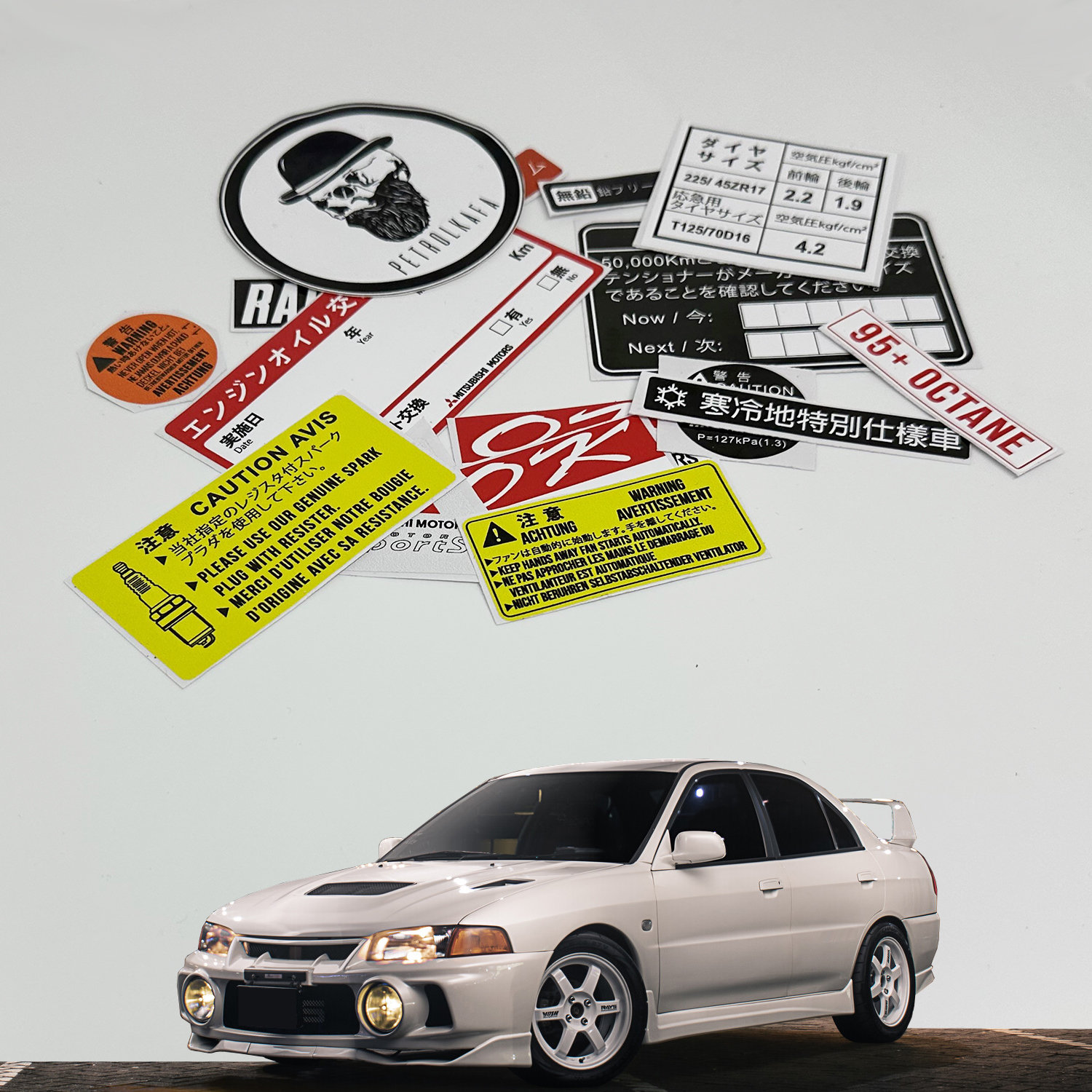 Mitsubishi Evo 4 Lancer Evolation Car Restoration Warning Stickers ...