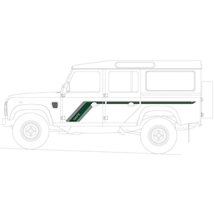 Landrover Defender 110 3 Door Land Rover Side Vinyl Sticker Wrap Retro ...