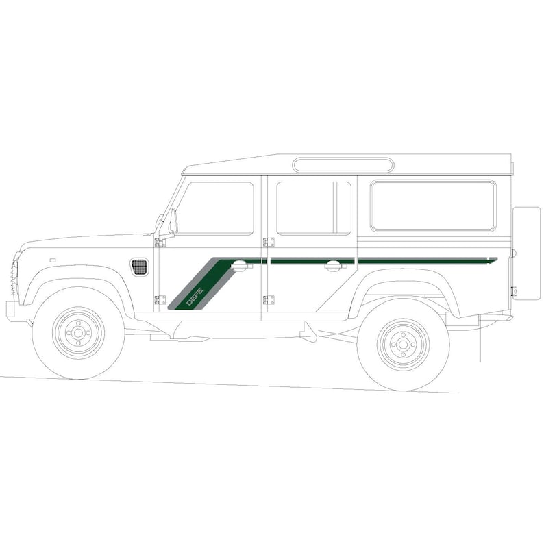 Landrover Defender 110 3 Door Land Rover Side Vinyl Sticker Wrap Retro ...