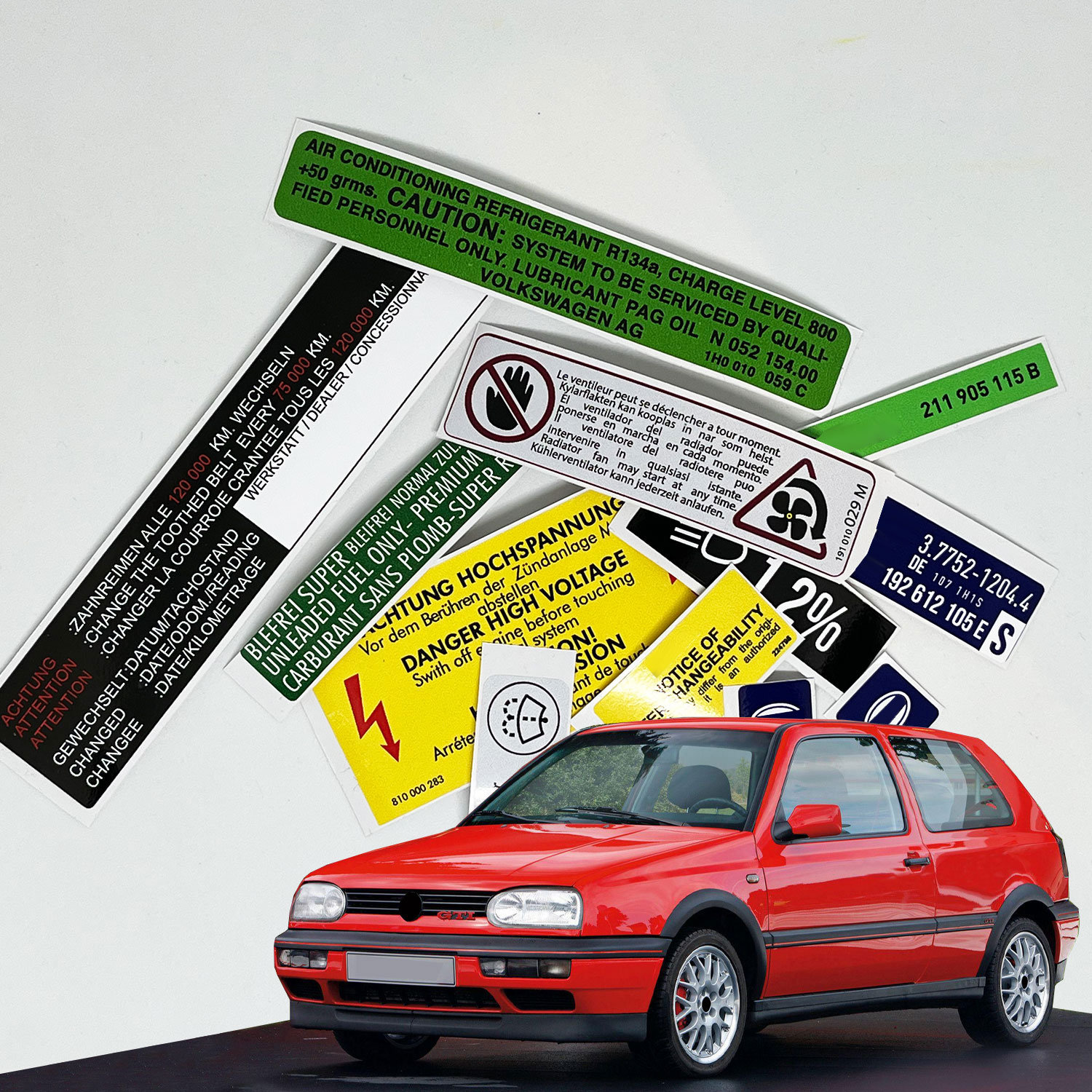 Volkswagen Golf Mk3 Gti Restoration Warning Caution Underbonnet Engine ...