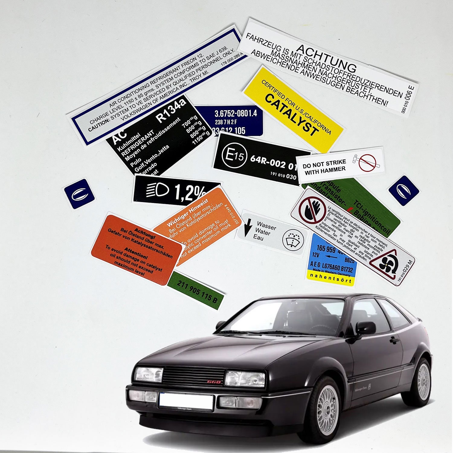 Volkswagen VW Corrado VR6 Restoration Warning Caution Underbonnet ...