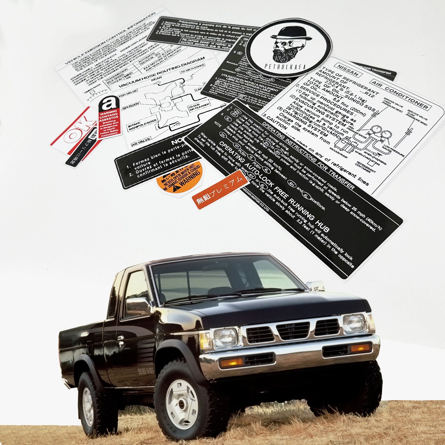 Nissan Hardbody Pick up D21 Car Restoration Warning Stickers Labels - Etsy