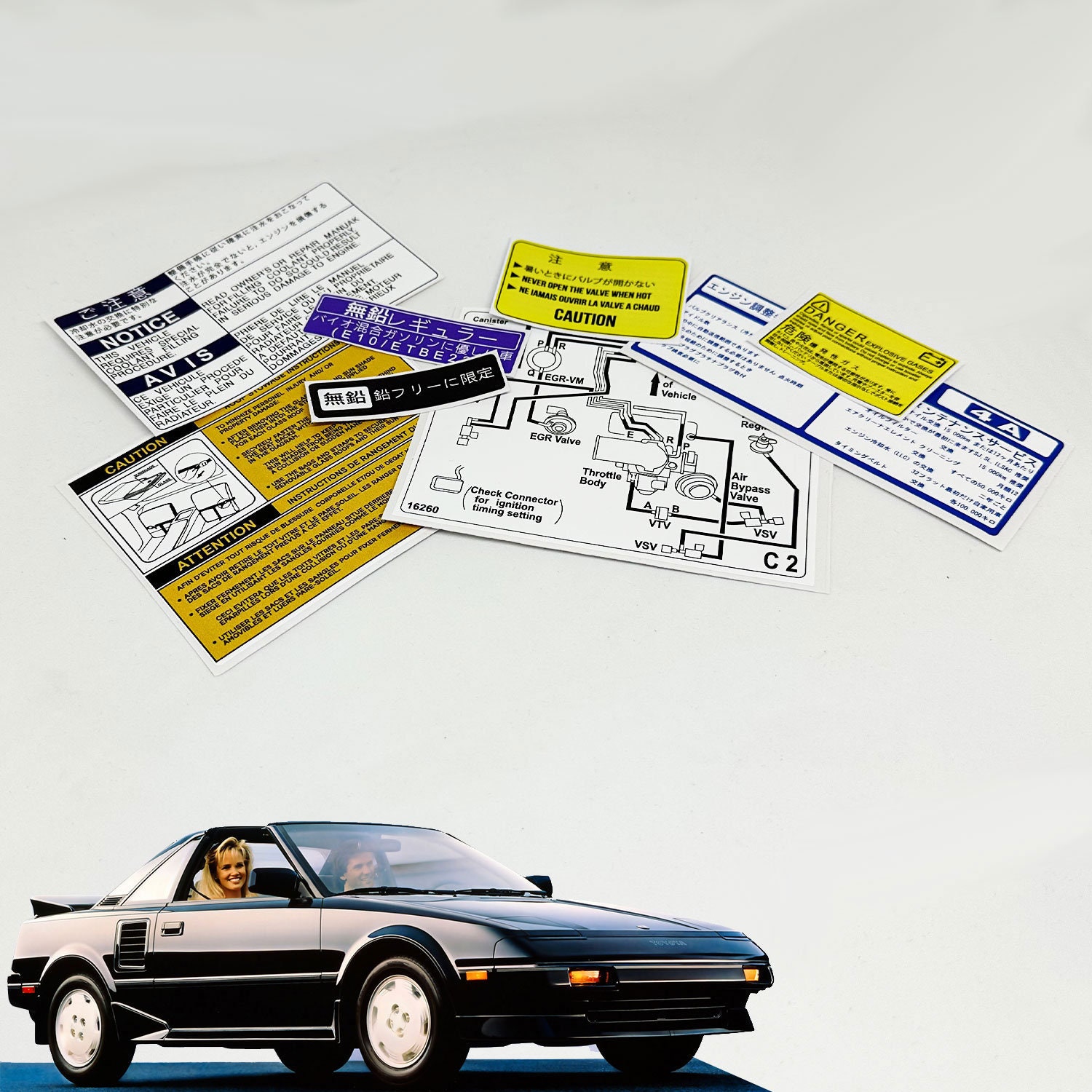 Toyota Mr2 Aw11 84-89 Restoration Warning Caution Underbonnet Engine ...