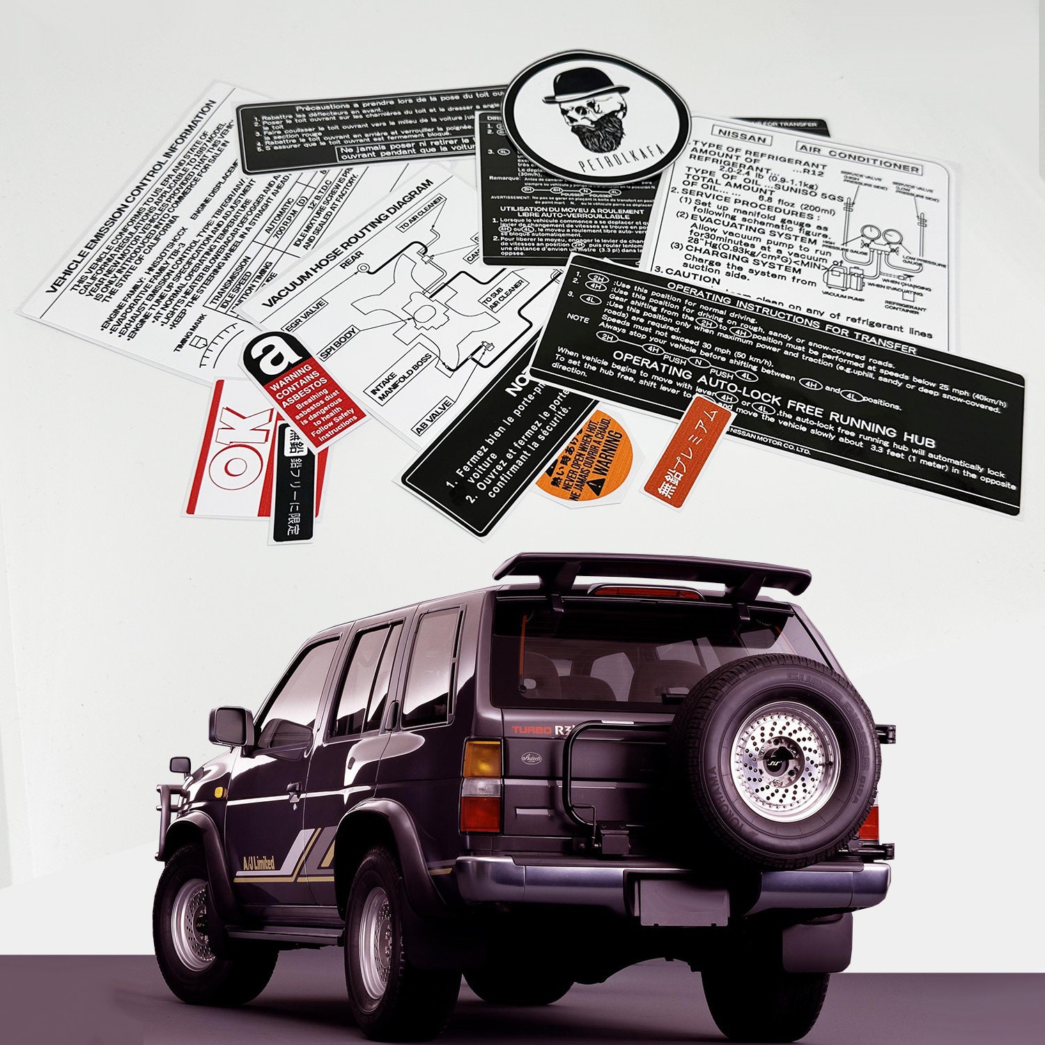 Nissan Terrano Pathfinder Wd21 Car Restoration Warning Stickers Labels ...