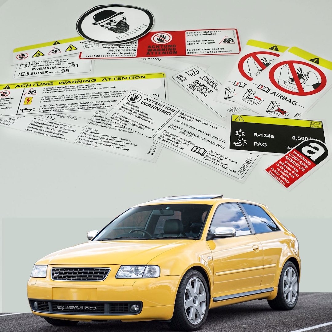 Audi A3 S3 1996-2003 Restoration Warning Caution Underbonnet Engine Bay ...