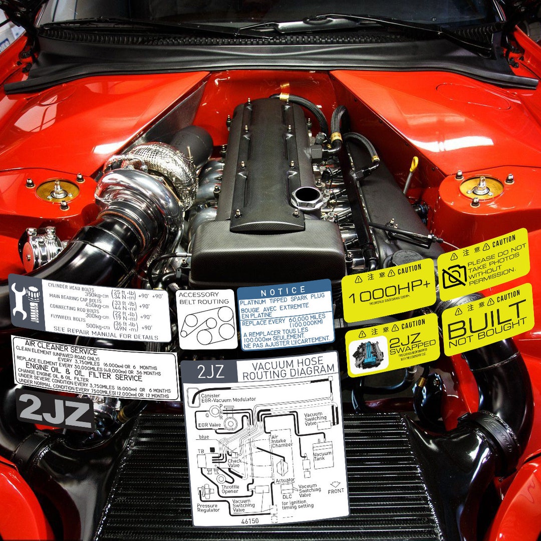Toyota 2jz Supra Warning Underbonnet Caution Sticker Set - Etsy