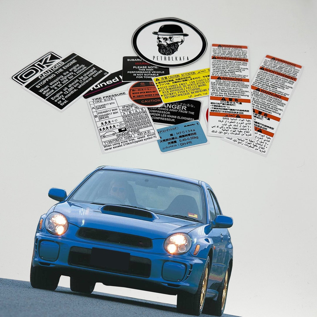 Subaru Impreza Wrx Sti Bugeye Car Restoration Warning Stickers Emblem ...