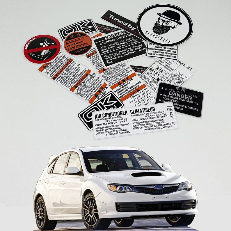 Subaru Wrx Sti S206 Underbonnet Car Restoration Warning Stickers Labels ...
