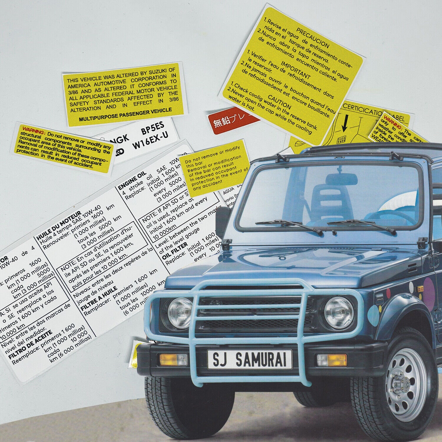 Suzuki Samurai SJ 410 430 Urestoration Warning Caution Underbonnet ...