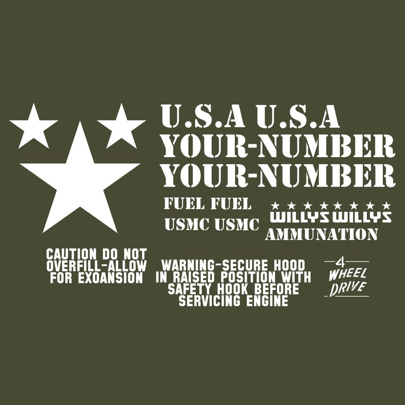 Willys Cj5 Kaiser Army Usa Ww2 Sticker Customizable Set - Etsy