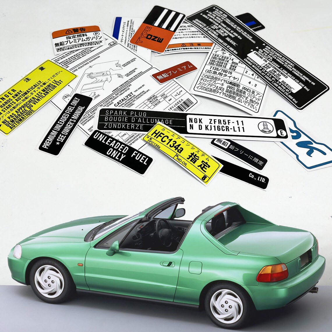 Honda Del Sol Crx Restoration Warning Caution Underbonnet Engine Bay ...