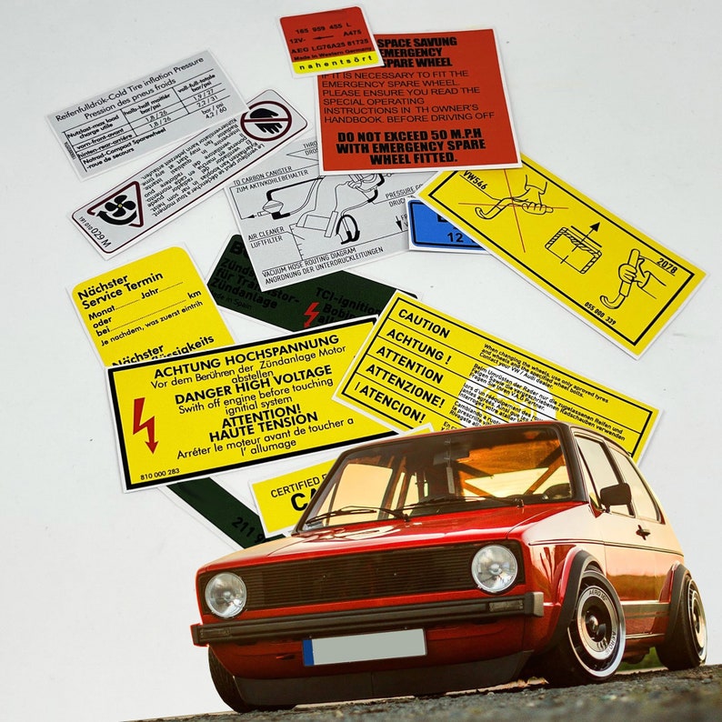 VW Golf MK1 GT Gti Rabbit Restoration Warning Caution Underbonnet ...