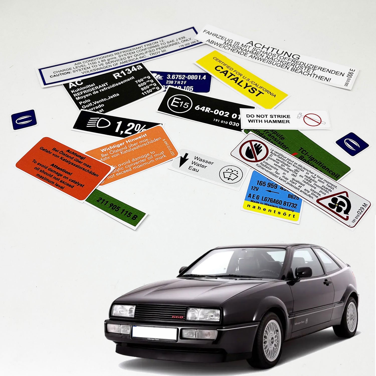 Volkswagen VW Corrado VR6 Restoration Warning Caution Underbonnet ...