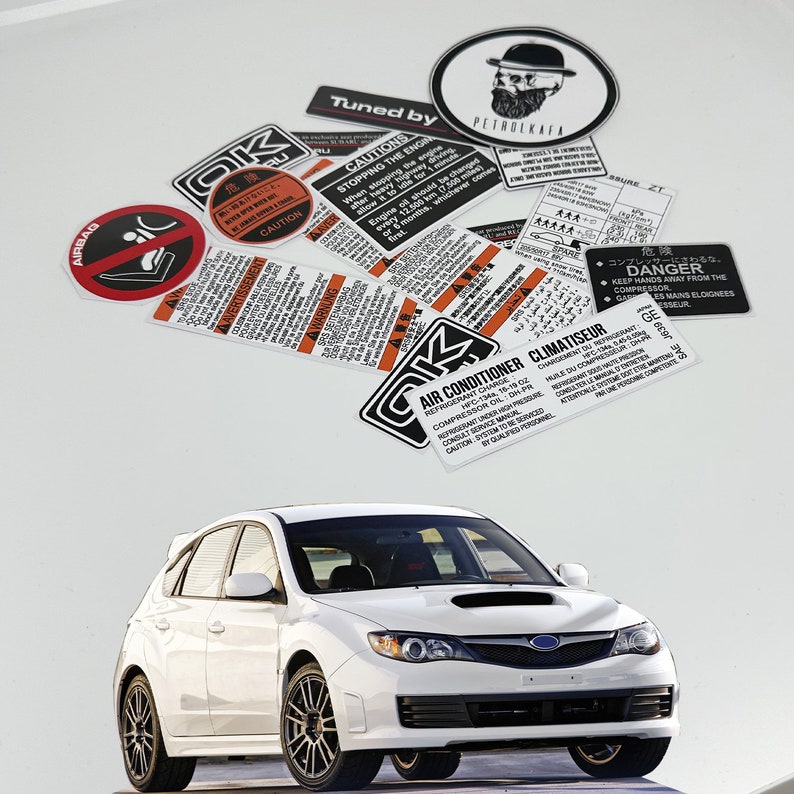 Subaru Wrx Sti S206 Underbonnet Car Restoration Warning Stickers Labels ...