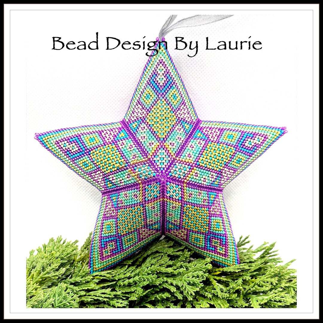 Beaded Purple and Teal Star Christmas Ornament Digital Pattern - Etsy