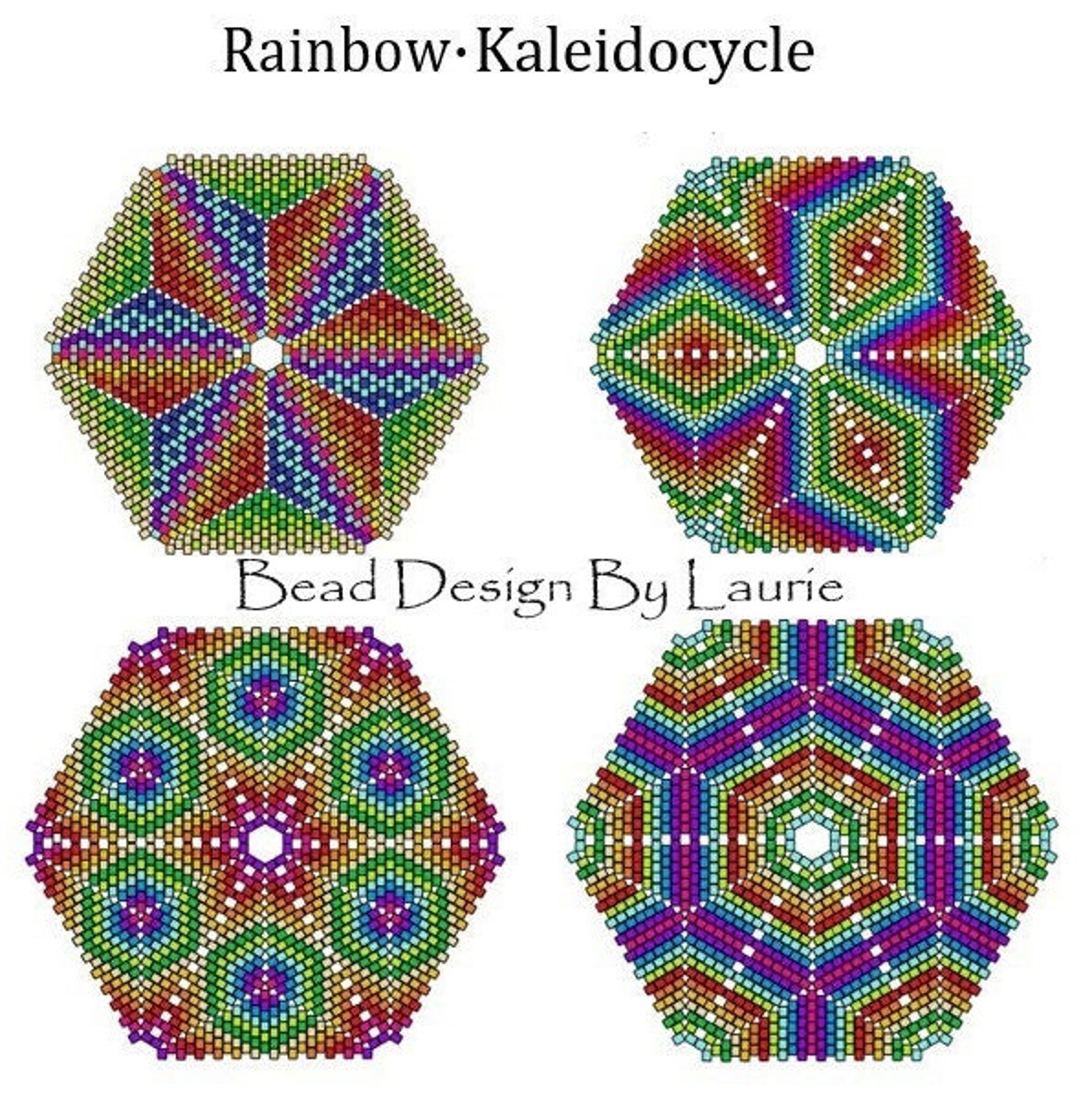 Rainbow 3D Kaleidocycle Digital Peyote Pattern Med 12 Rows - Etsy