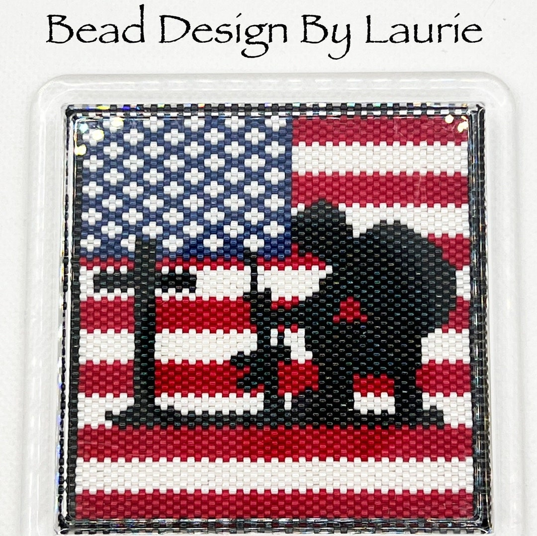 Kneeling Soldier Beaded Peyote Stitched Flag Coaster Digital Pattern - Etsy