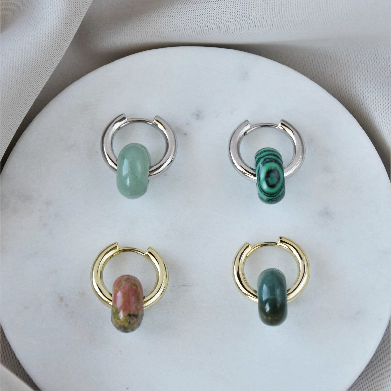 Gemstone Pendants for Hoops/natural Stone Donuts for Huggie Hoops ...