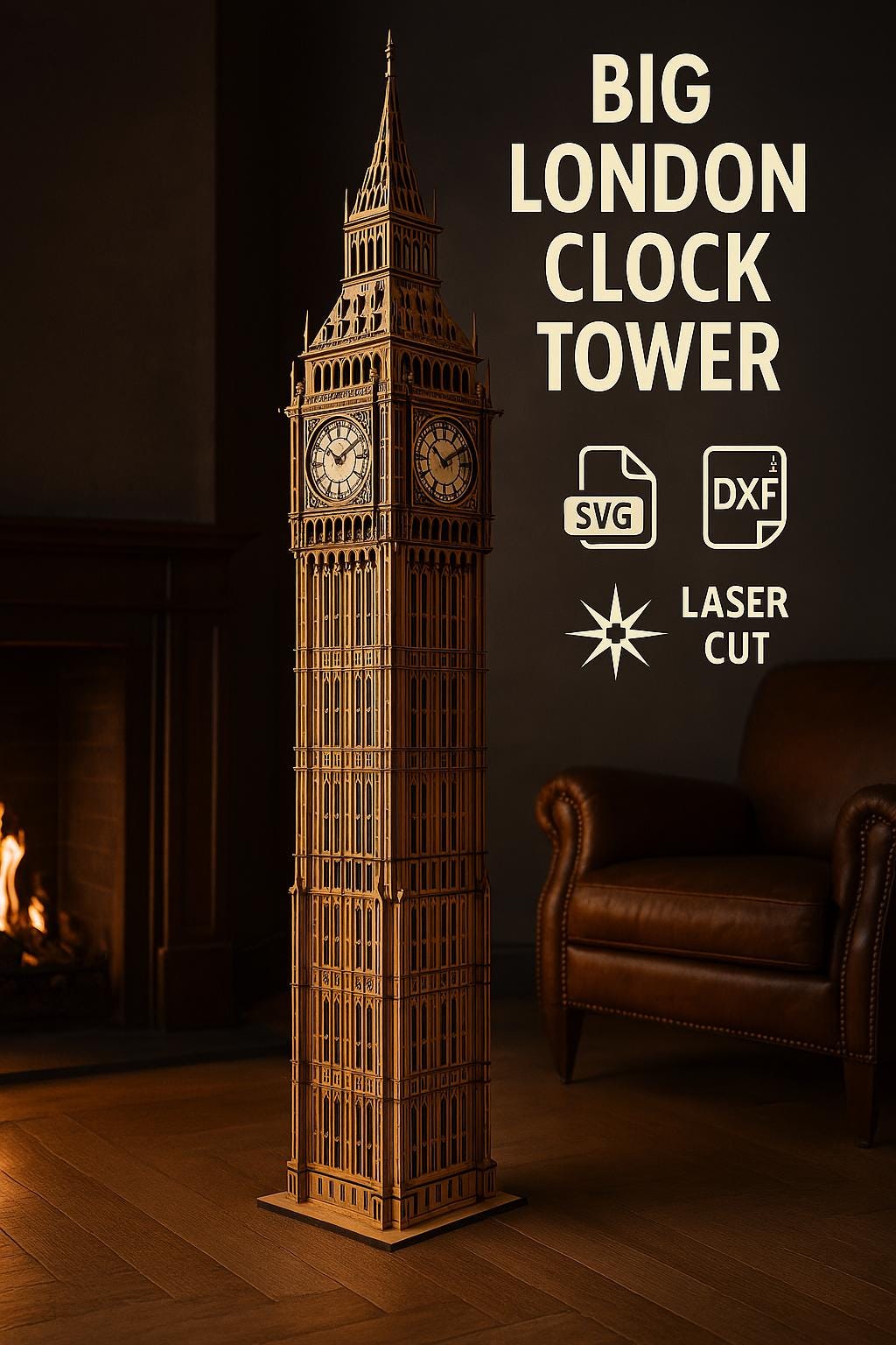 Big London Clock Tower - Big Ben SVG Template - Laser Cut Big Ben ...