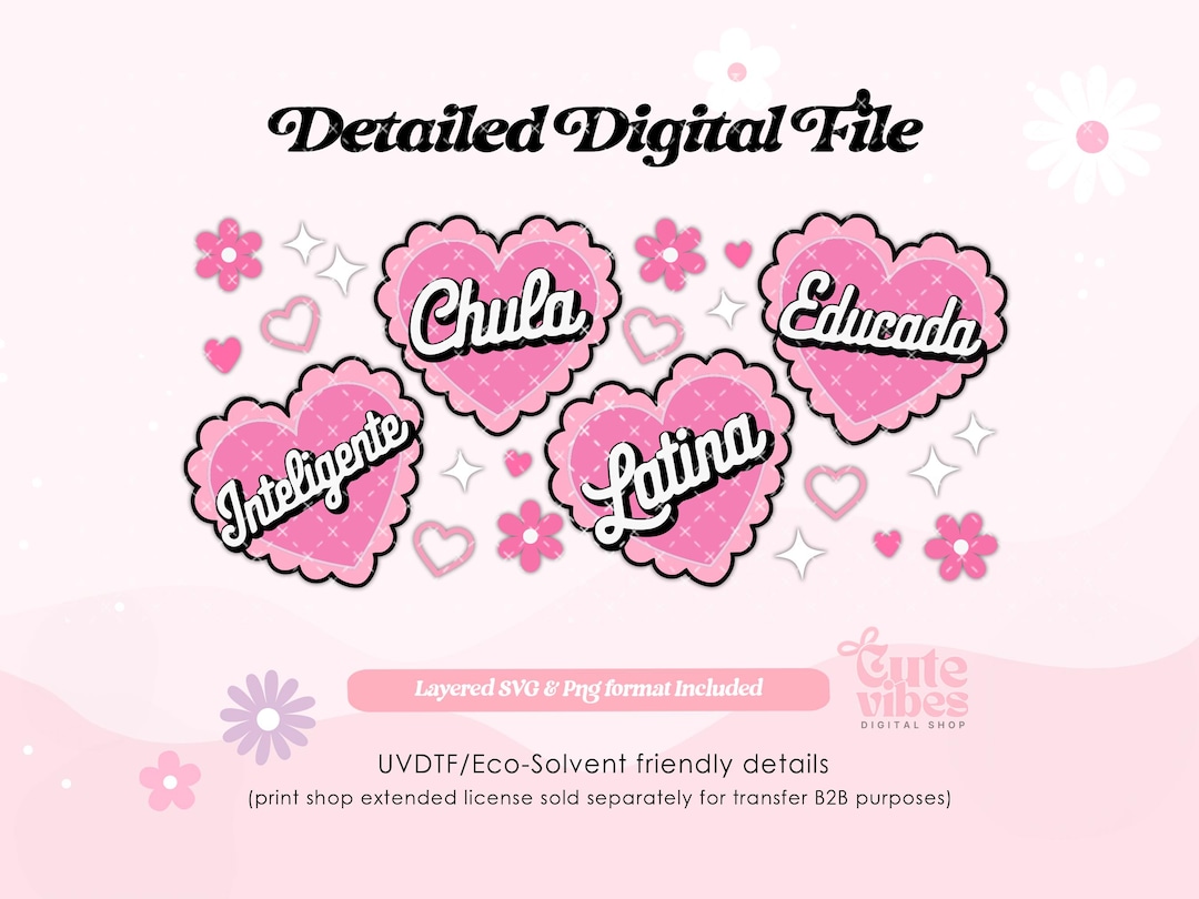 Spanish Heart Conversation SVG for UV DTF 16oz Can Glass Wrap, Digital ...