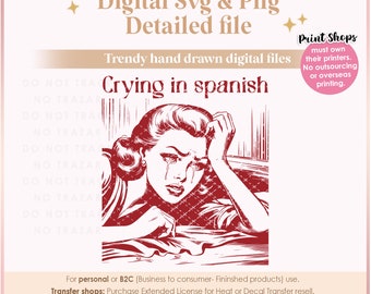 Crying in Spanish PNG - Etsy