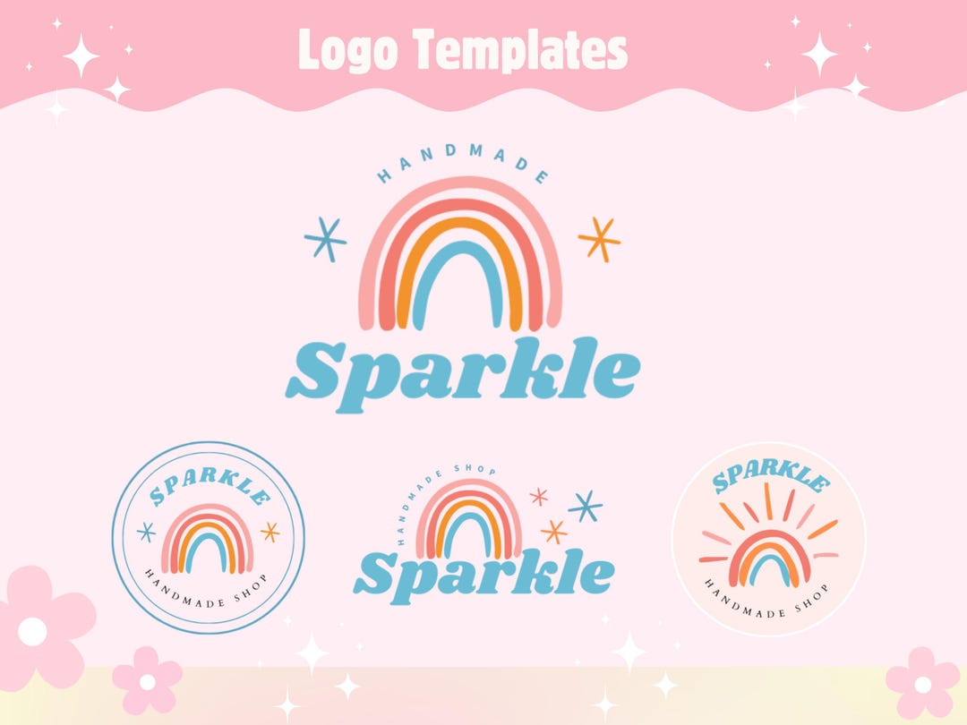 DIY Modern Boho Rainbow Logo Design Instant Download, Premade Fun Logo ...