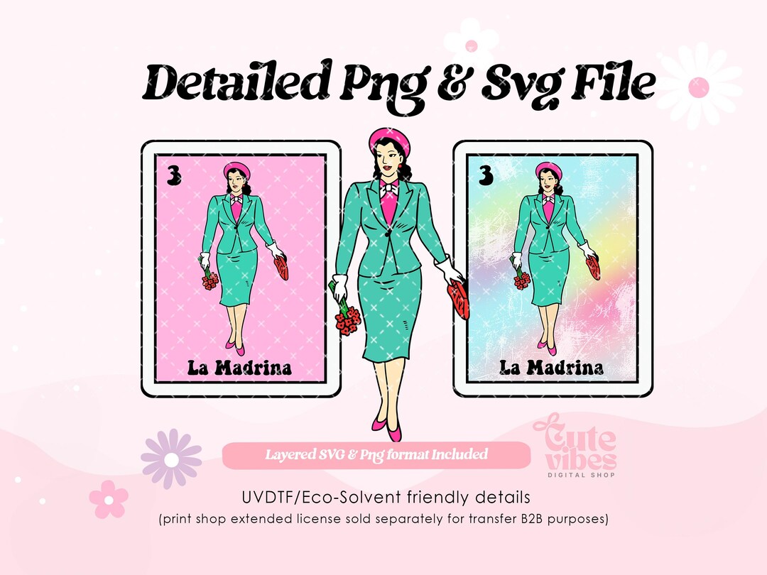 La Dama PNG SVG, La Madrina Mexican Loteria PNG Svg for Print ...