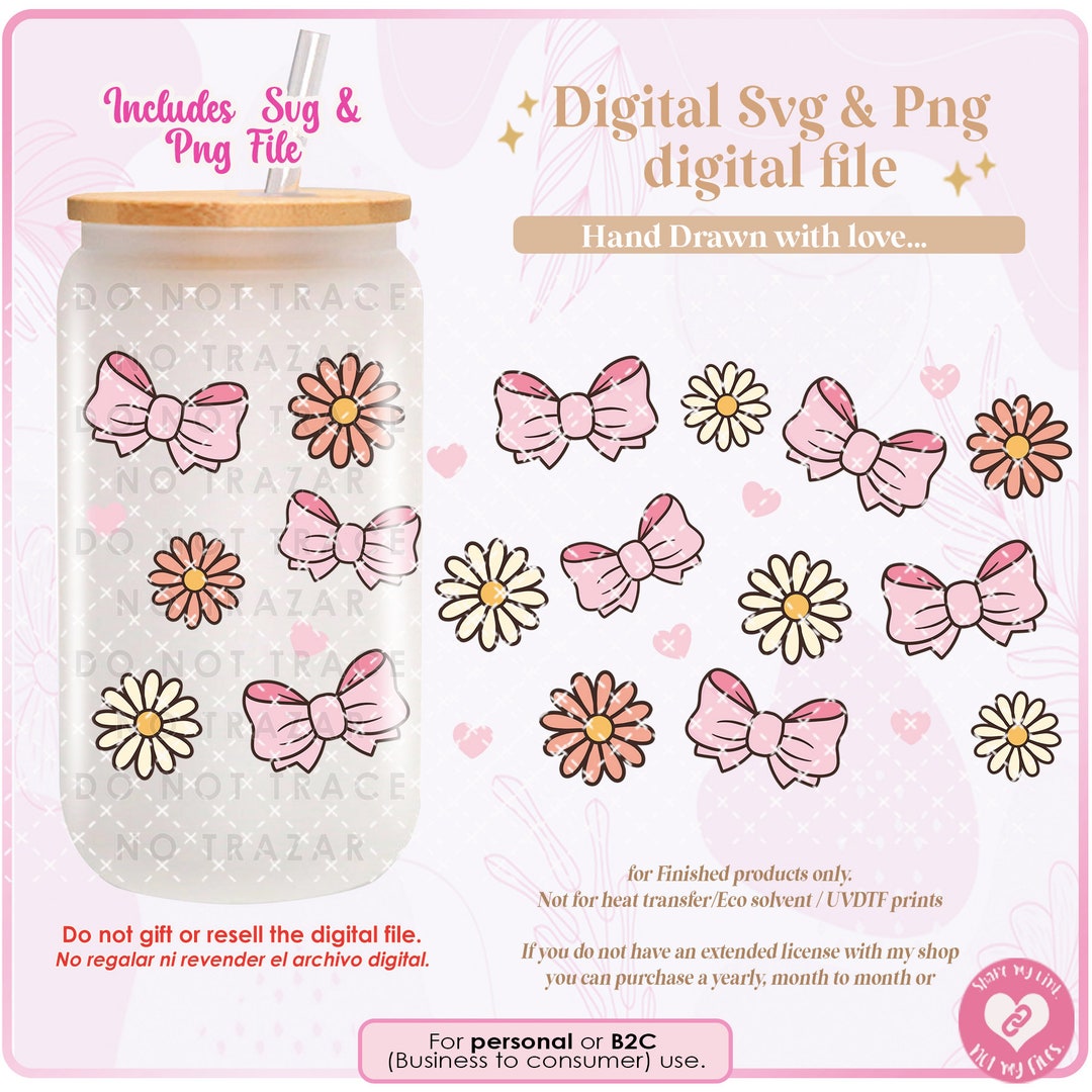 Pink Ribbon and Daisies SVG and PNG Digital File, Ribbon Libbey Wrap ...