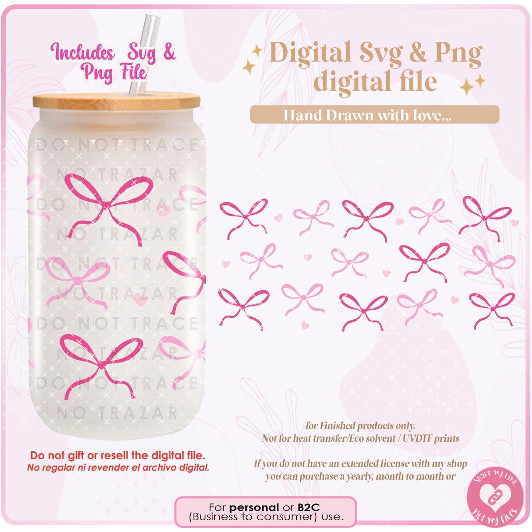 Pink Ribbon and Bows SVG and PNG Digital File, Ribbon Libbey Wrap, Pink ...