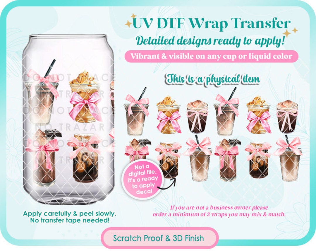 Love Iced Coffee Decal, Iced Coffee, Cold Coffee Coquette Decal UVDTF ...