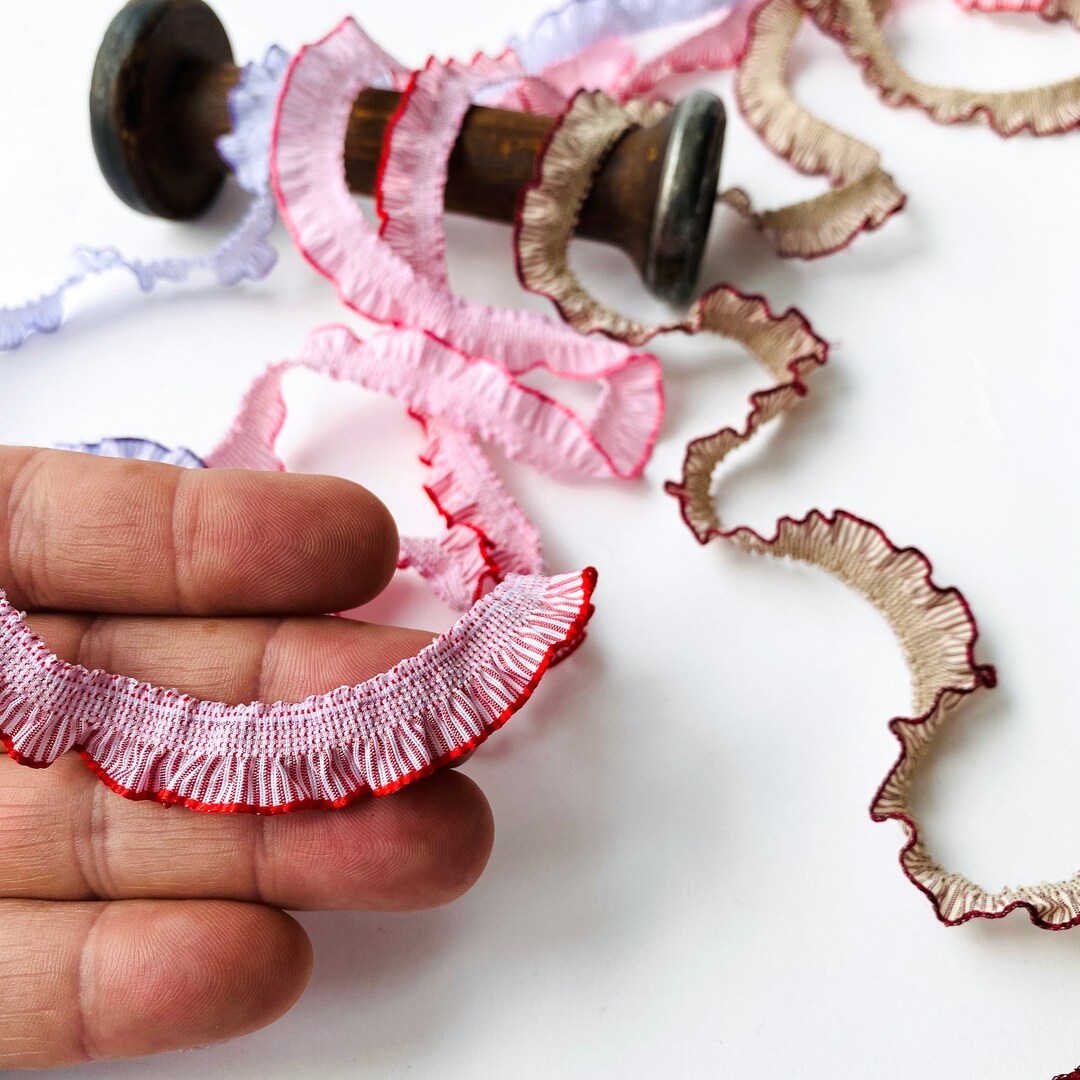 13mm Stretch Striped ‘ruched’ Gathered Elastic Frill Edging - Sold by ...