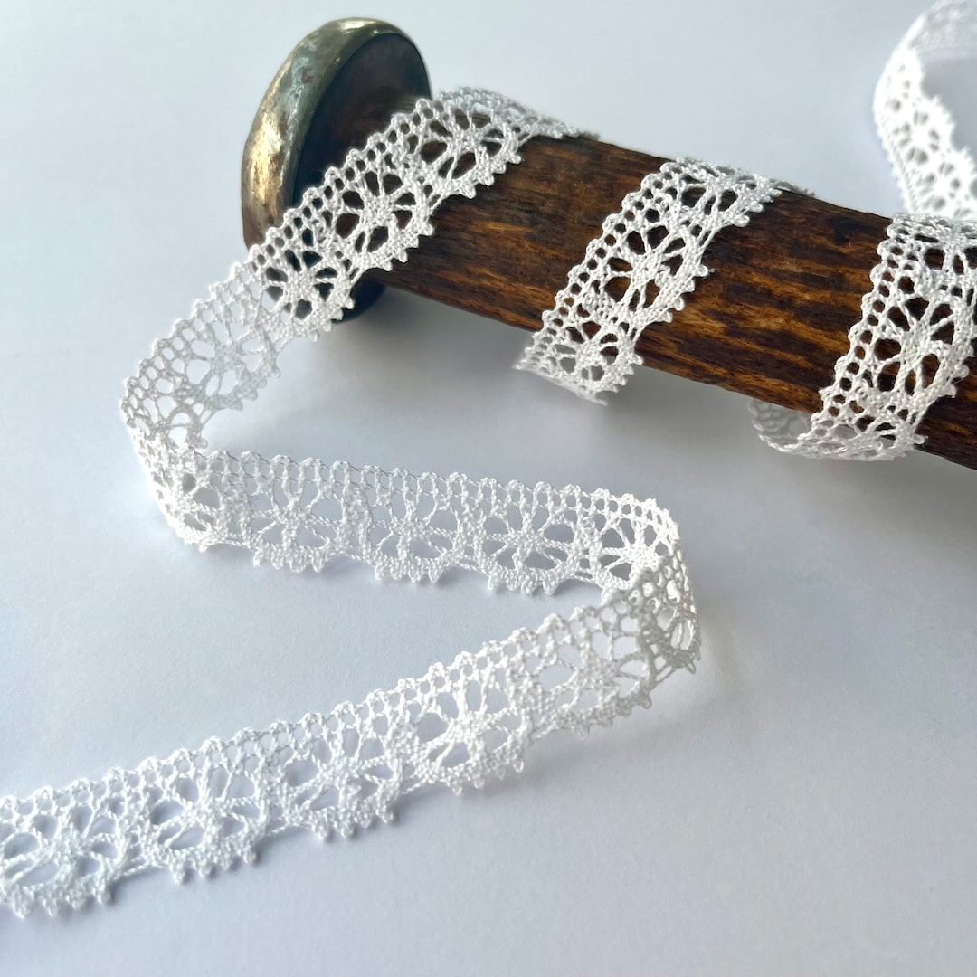 White French Cotton Cluny Lace Trim. Narrow Lace 13mm 1/2" Wide Eco ...