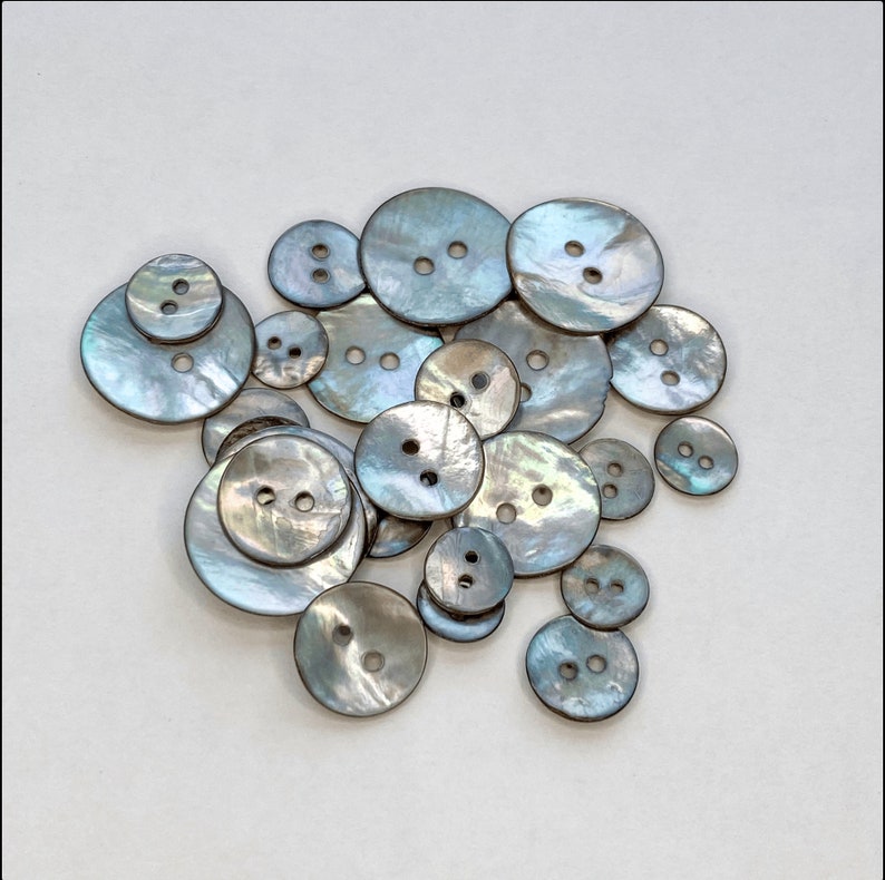 10 Akoya Shell Buttons Smoke Grey. Available in 5 Sizes 10mm, 11mm ...
