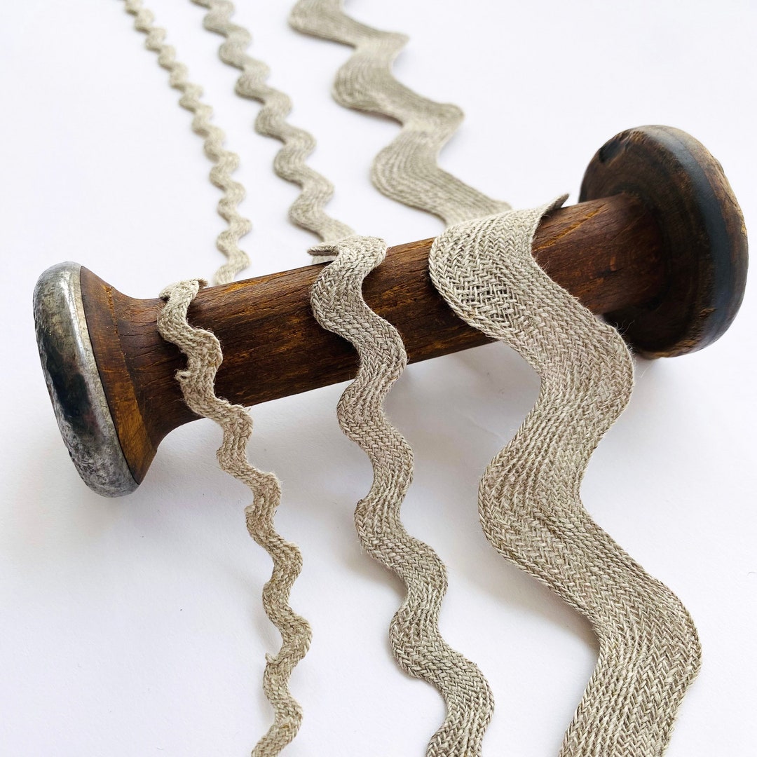 Linen Ric-rac Trim, Shabby Chic Trim, Natural Decorative Ribbon Braid ...
