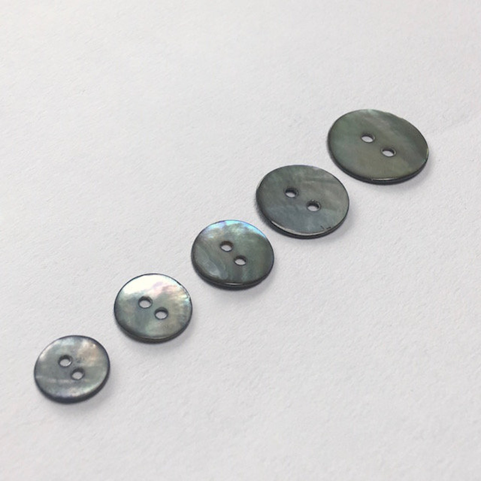 10 Akoya Shell Buttons Smoke Grey. Available in 5 Sizes 10mm, 11mm ...