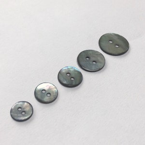 10 Akoya Shell Buttons - Smoke Grey. Available in 5 Sizes - 10mm, 11mm ...