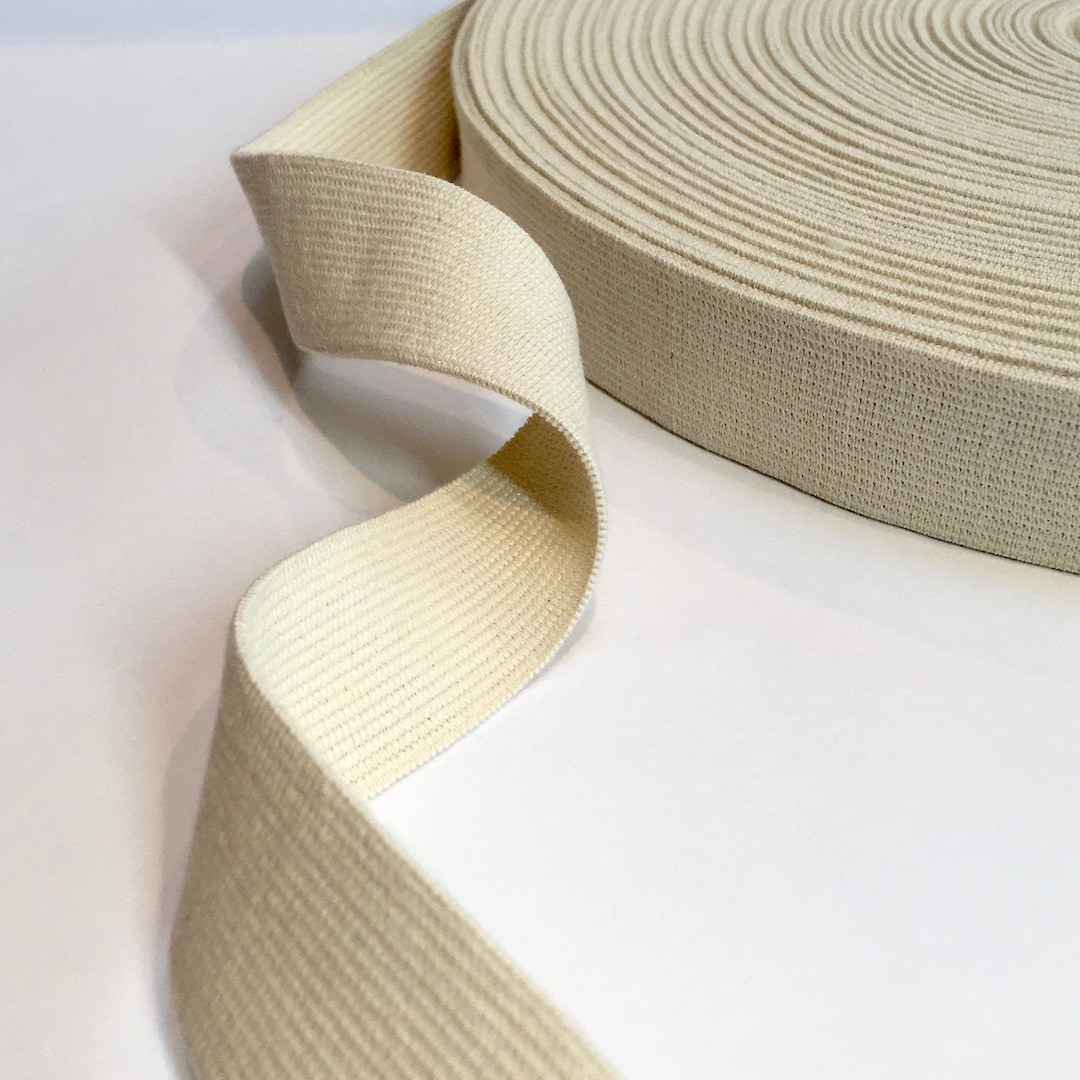 28mm Organic Cotton Elastic. Natural Ecru Colour. 1" Wide Eco Friendly ...