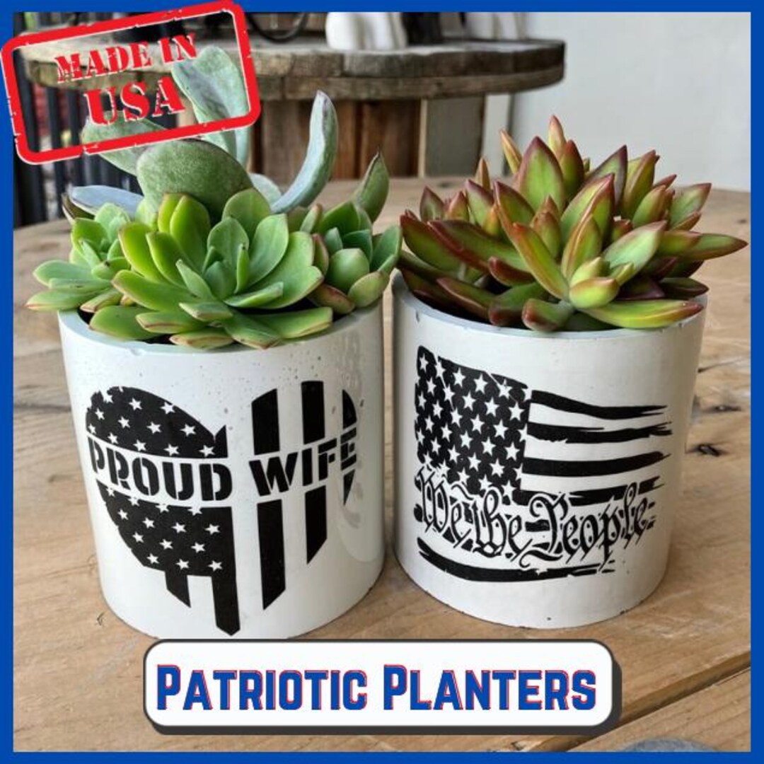 American Flag Pot Patriotic Planter 4th of July Centerpiece Table Top ...