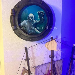 Large Creature From the Black Lagoon Porthole Wall Decor | LED Horror ...