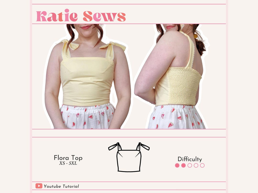 Women's Shirred Back Top Sewing Pattern | Digital PDF Sewing Pattern ...