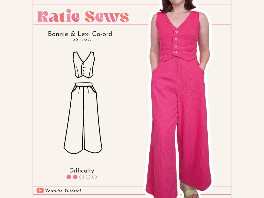 Waistcoat & Trousers Sewing Pattern: Women's Co-ord (digital PDF XS-5XL ...