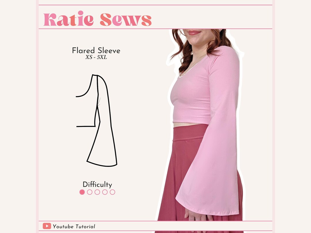 Flared Sleeve Sewing Pattern | Mix & Match | Add on Sleeves | Digital ...